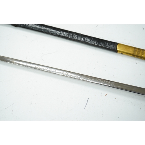 An Edward VII diplomat s court sword with regulation etched polished ...