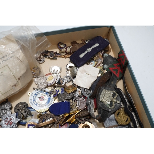 A collection of primarily 20th century military badges, lapel badges ...