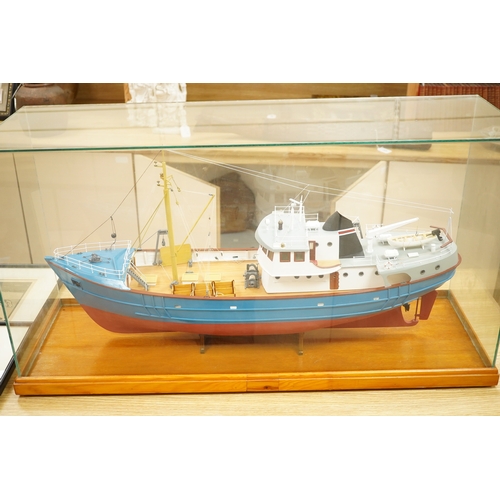 A model of a fishing trawler ship constructed from a kit by Billings ...
