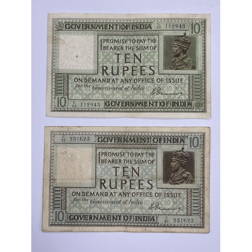 Government of India banknotes,10 Rupees, 1st issue, Type 2 (1925 ...