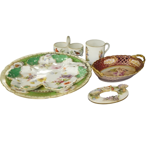 A Vienna oval dish, a menu holder, etc, leaf dish-19cm high,