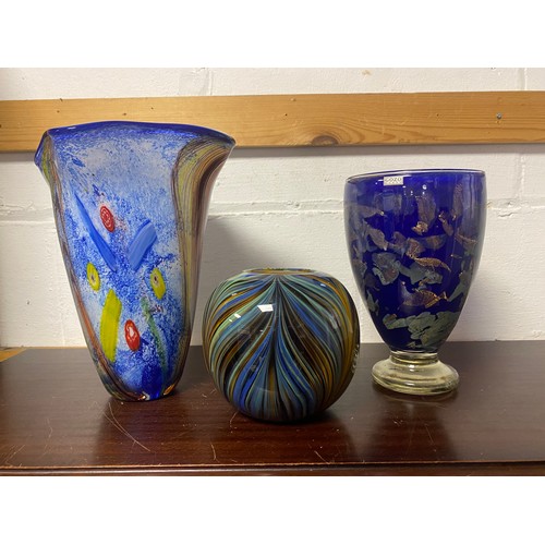 A Gozo Glass vase, together with two other vases (3)