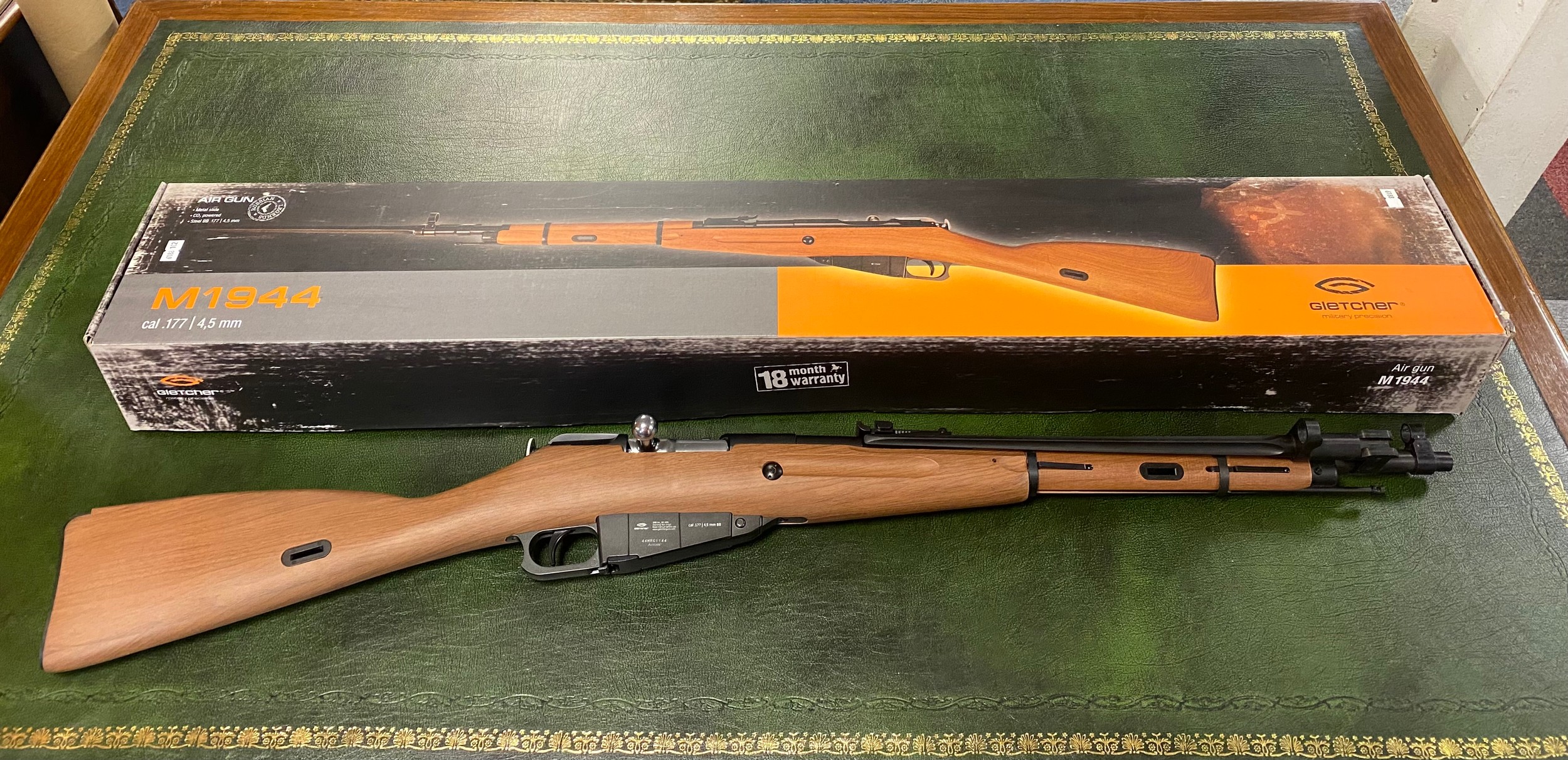 A Gletcher .177 co2 gas, bolt action air rifle, M1944