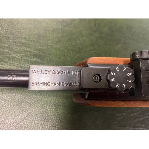 A Webley Vulcan .22 break barrel air rifle with scope and case