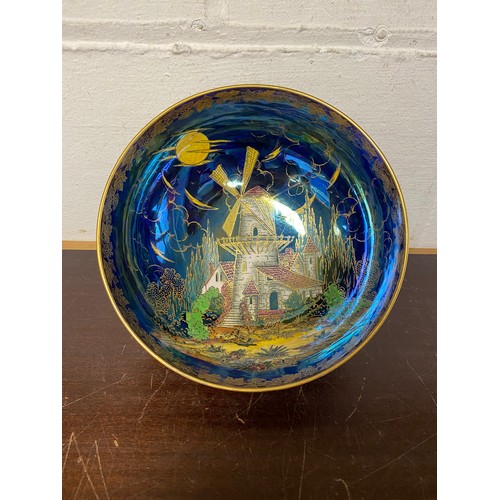 A Maling lustre bowl, decorated to the interior with a Windmill scene ...
