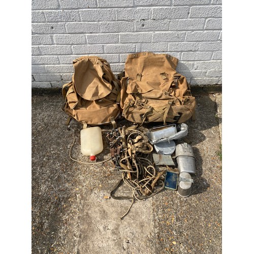 Two military canvas bergen style framed backpacks