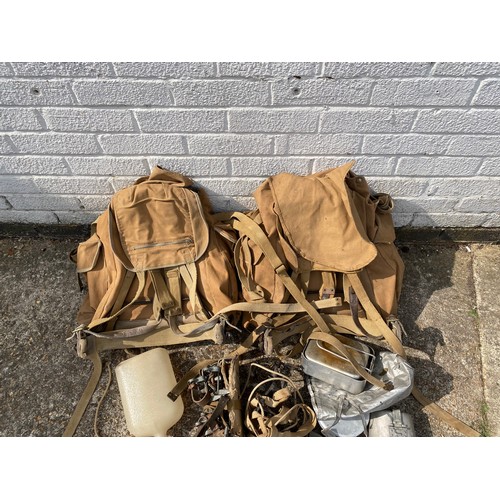 Two military canvas bergen style framed backpacks