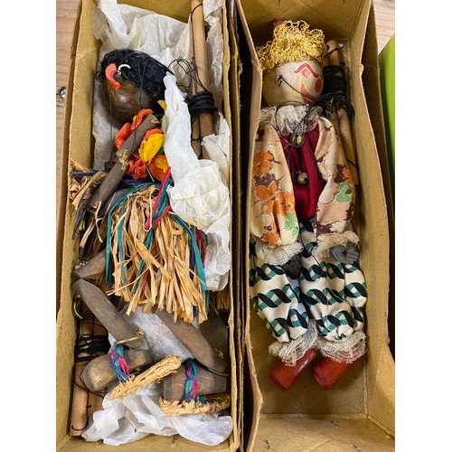 Two Pelham Puppet poodles, a skeleton, clown and dancer, and a group of ...