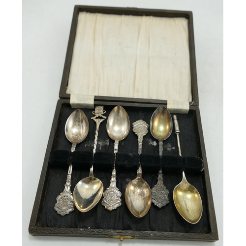 Set of six Silver Spoons with Gun Club theme's