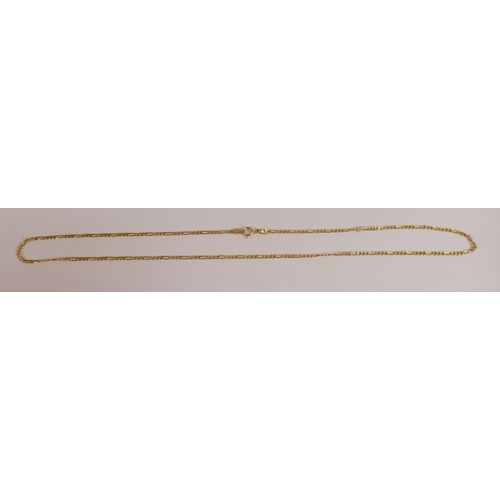 9ct hallmarked gold fancy neck chain measuring 44cm long, weight 1.4g ...