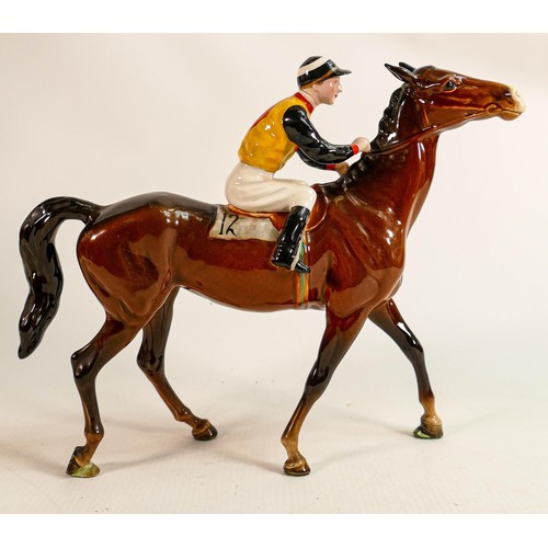 Beswick Jockey on Walking Horse 1037, jockey in black, yellow & red ...