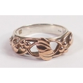 Clogau .925 sterling silver ring with gold decoration, size O.