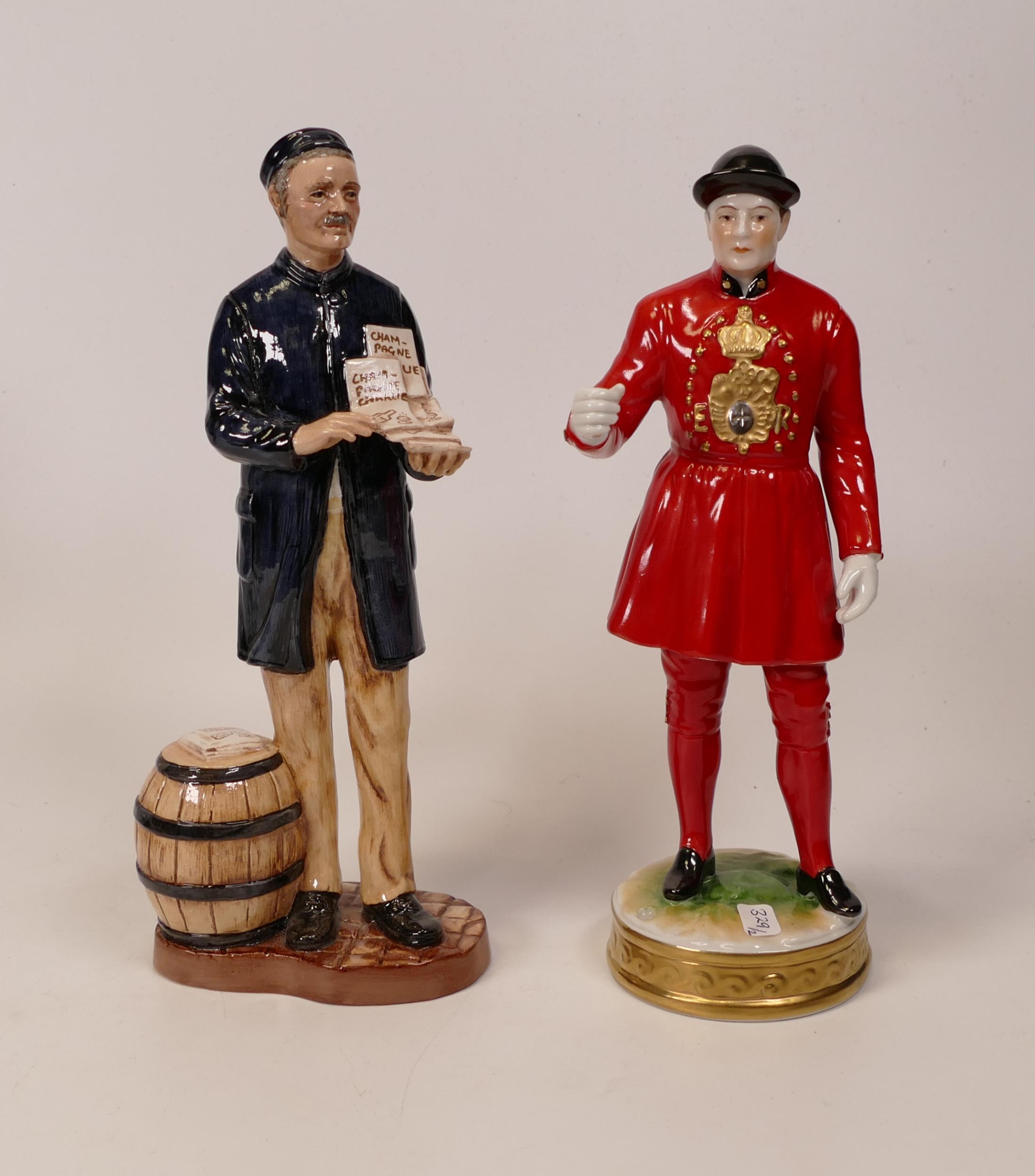 Coalport character figure The Music Seller and a porcelain figure of a ...