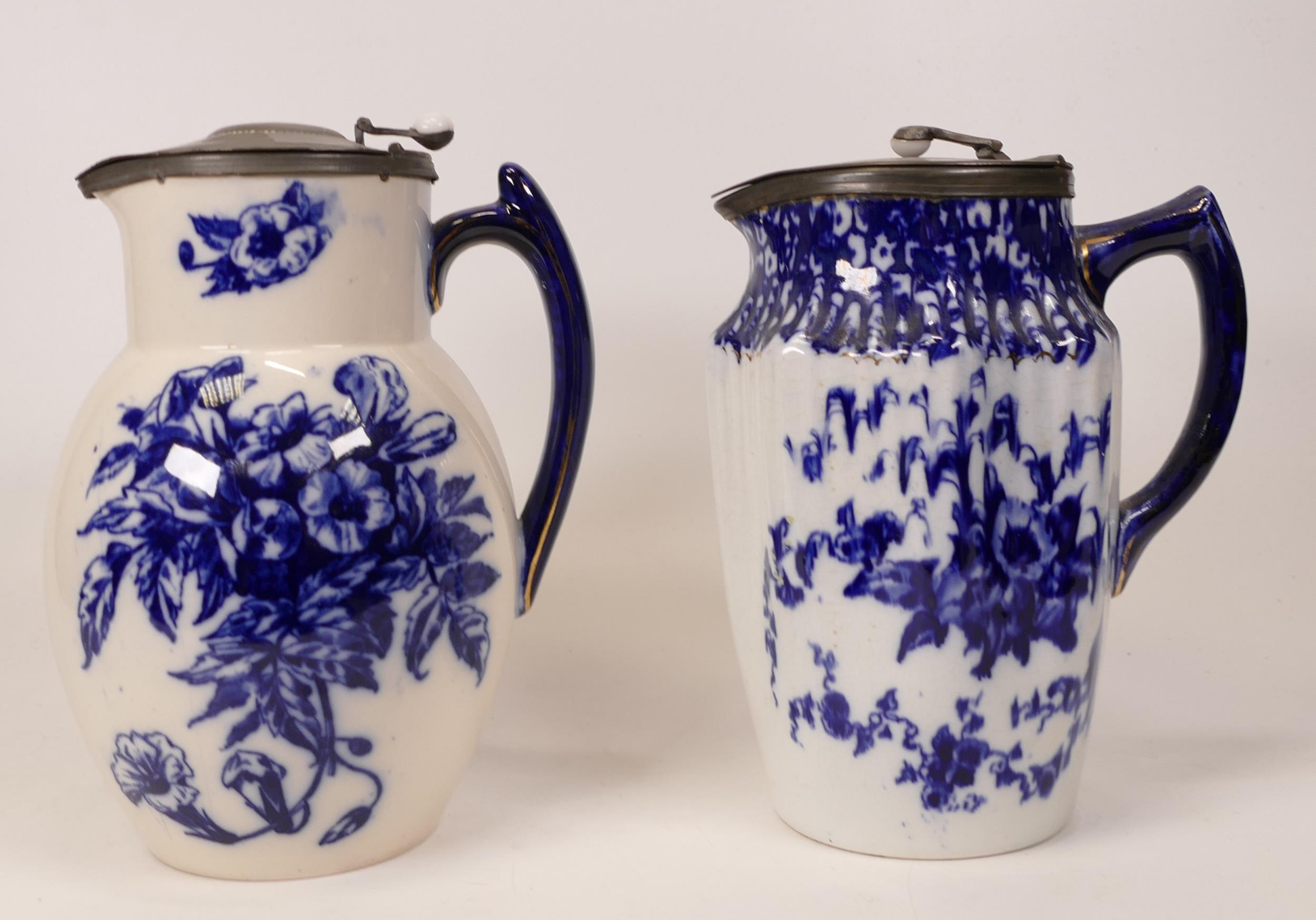Carlton Blush ware Floral Blue & White Metal Mounted JugsIn Floral ...