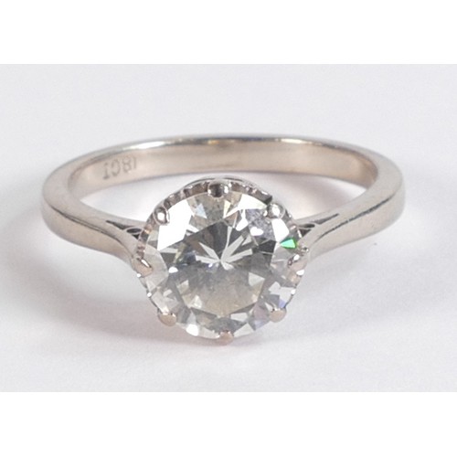 Large 2 carat natural diamond solitaire ring, 1.97ct stone I1, colour L ...