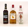 Three Sealed Bottles to include Captain Morgans Rum 70cl, Mount Gay ...