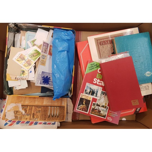 A collection of mainly loose stamps, stamp albums and reference guides ...
