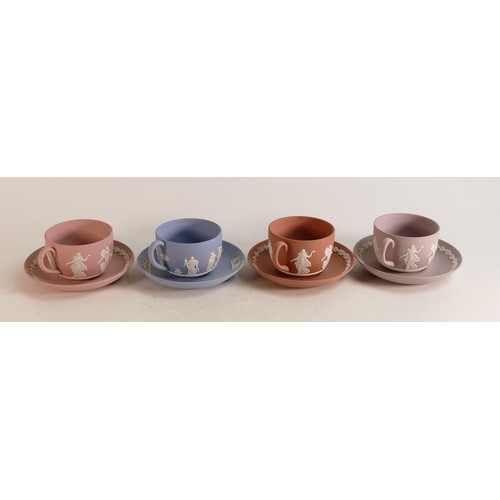 Three Wedgwood Dancing Hours Jasperware cups & saucers in lilac ...