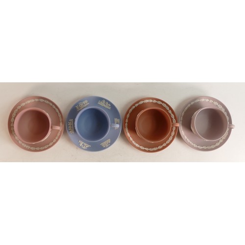 Three Wedgwood Dancing Hours Jasperware cups & saucers in lilac ...