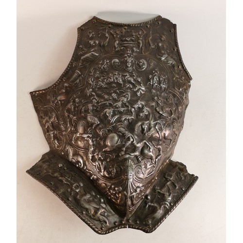 Ornate metal Military Chest Armour plate, decorated with horses and ...