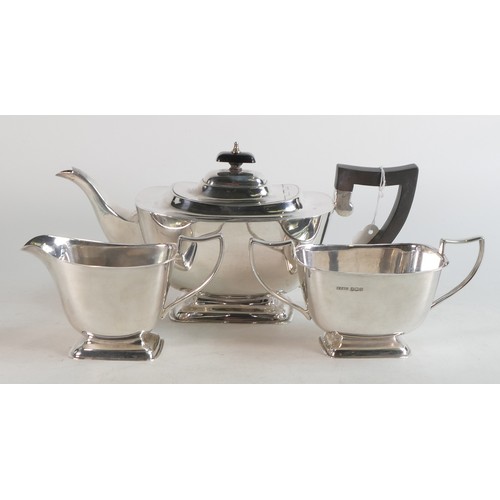 Three piece silver tea set, hallmarks for Sheffield 1937, 999g ...
