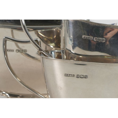 Three piece silver tea set, hallmarks for Sheffield 1937, 999g ...