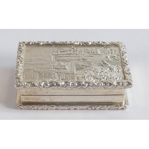 High quality modern silver castle top snuff / pill box by Mappin & Web ...