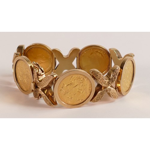 Five x FULL sovereign, bracelet, sovereigns all Victoria veiled head ...