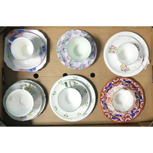 Six Shelley/ foley trio's in the patterns Shamrock, wild flowers ...