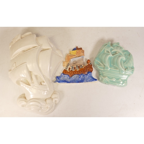 Three Art Deco Period Ship Wall Plaques to include examples by ...