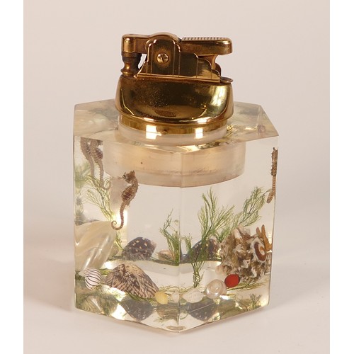 Vintage "Clean Flint" Lucite hexagon shaped lighter, with inside ...