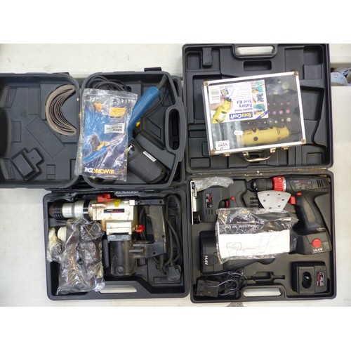 Collection of power tools to include Workzone 400W Electric File, Rota ...