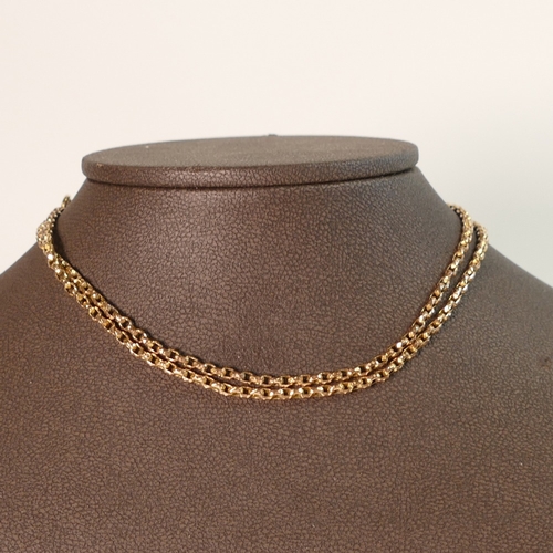 Victorian 9ct gold plated neck chain, 68cm long.