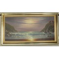 Gordon Allen Seascape Painting in Gilt Frame measuring 140x78cm