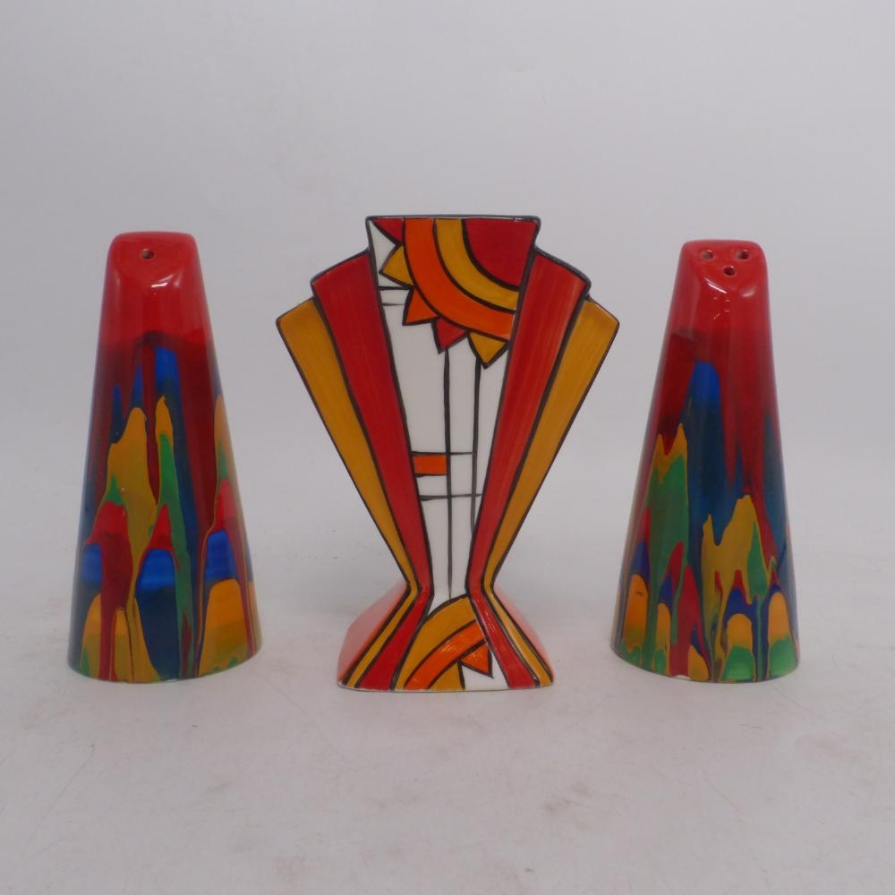 Brian Wood Art Deco style Jazz Fan pattern small vase together with ...