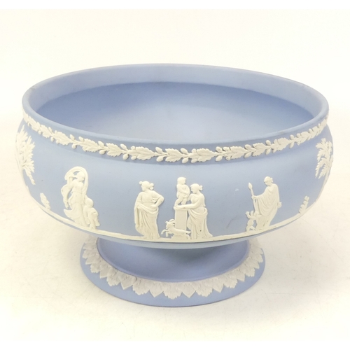 Wedgwood jasperware powder blue footed sacrifice Bowl 20cm dia 13cm tall