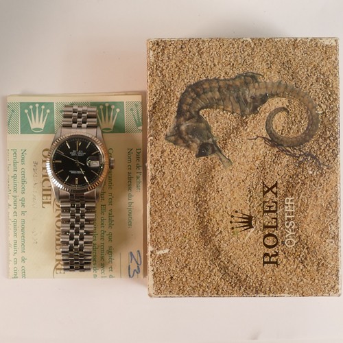 Rolex Oyster Datejust gentleman's wristwatch, black dial, d.3.5cm ...