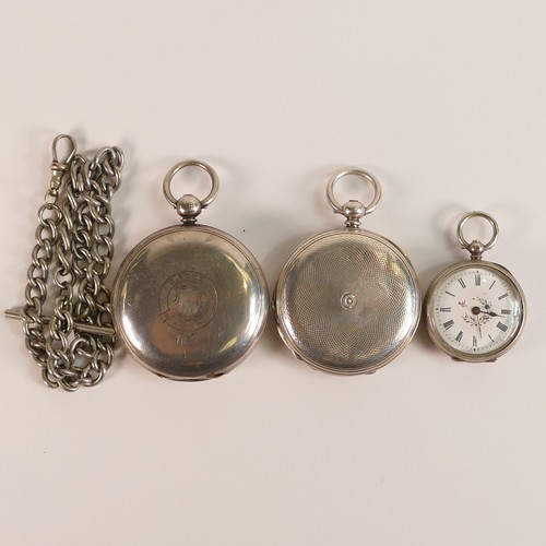 A collection of Silver pocket watches including two full Hunter watches ...