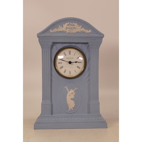 Wedgwood Powder Blue Mantle Clock, Height 22cm