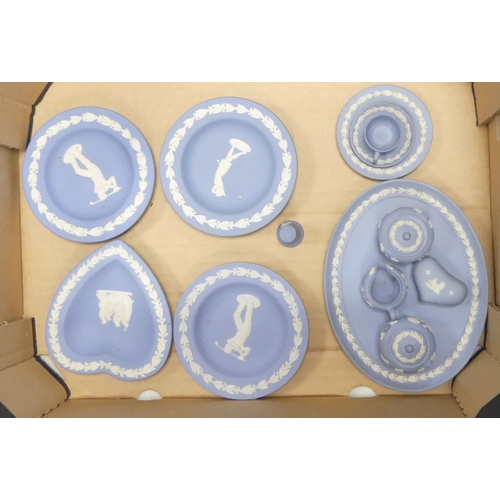 Wedgwood Powder Blue Jasperware to include Miniature part tea set to ...