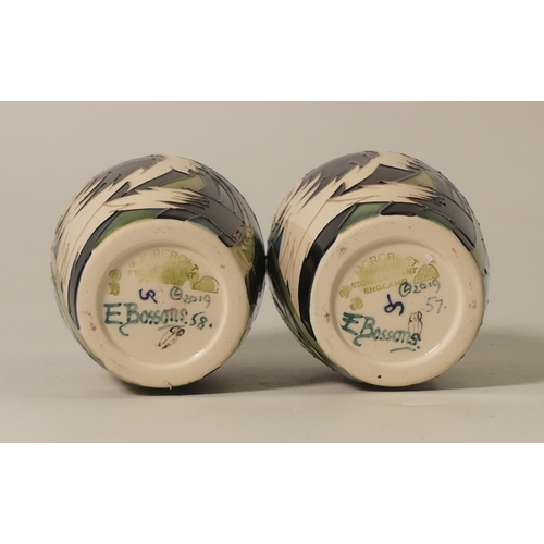 A pair of Moorcroft 'The Watcher' Vases 393/5 No's:- 57 & 58. H. 13cm ...