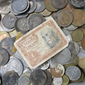 A large collection of old coins and bank notes, including quantities of ...