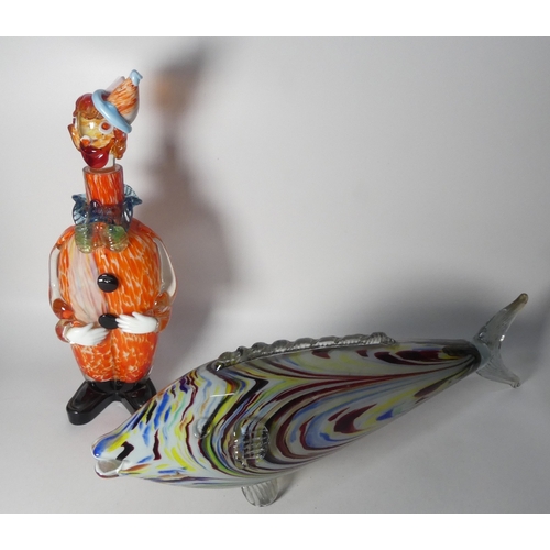 Daysun glass decanter clown in vivid orange, 40cm tall together with a ...