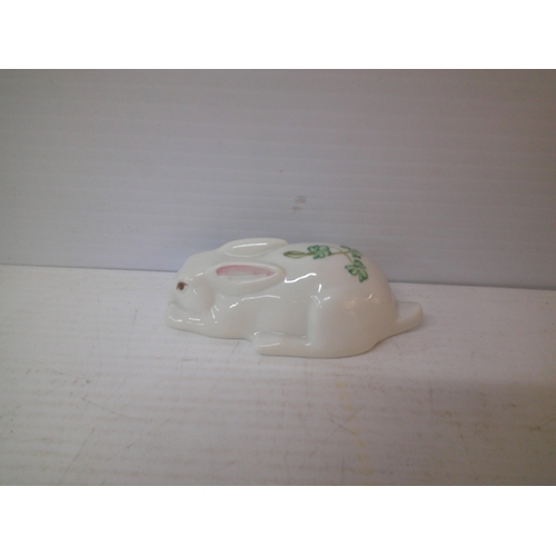 A Belleek Rabbit - 14cmW x 5cmH