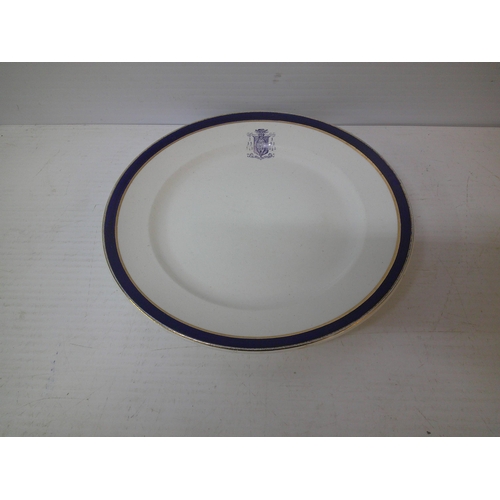 A Belleek 2nd period plate with Latin crest - 24cmD