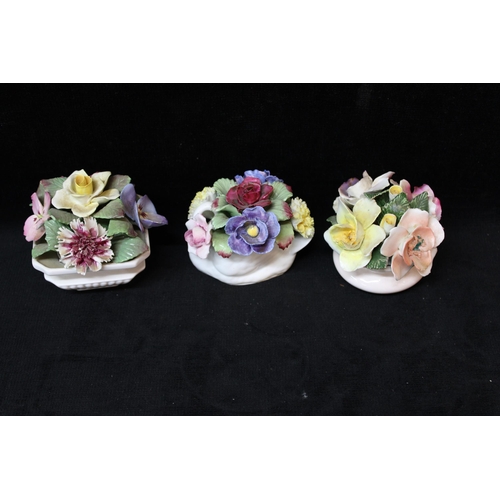 Three pottery posies - 10cmH