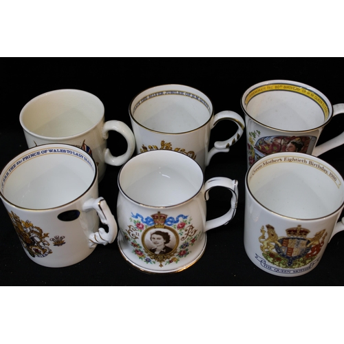 Six commemorative ware cups