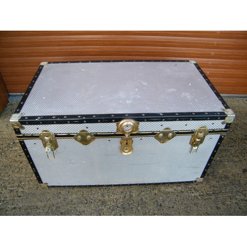 A large metal storage trunk - 91cm x 51cm x 49cm