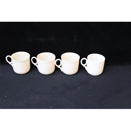 Four 6th period Belleek fine china cups - one unmarked