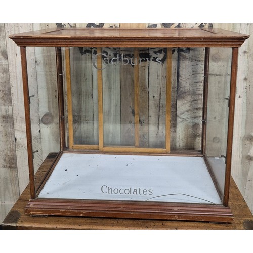 Antique Cadburys Chocolate counter top display cabinet. Glass front ...